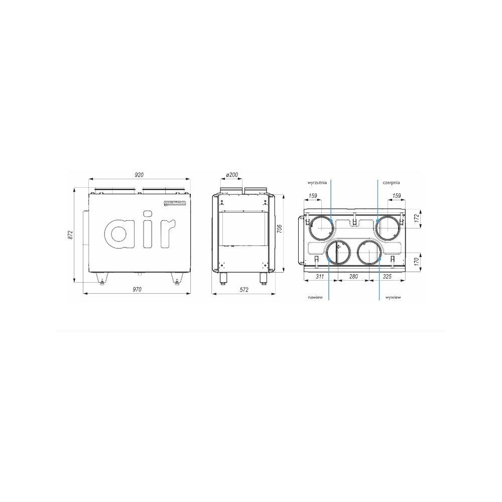 Centrala Wentylacyjna rekuperator DEFRO DRX 300 V wydajność 350m3/h