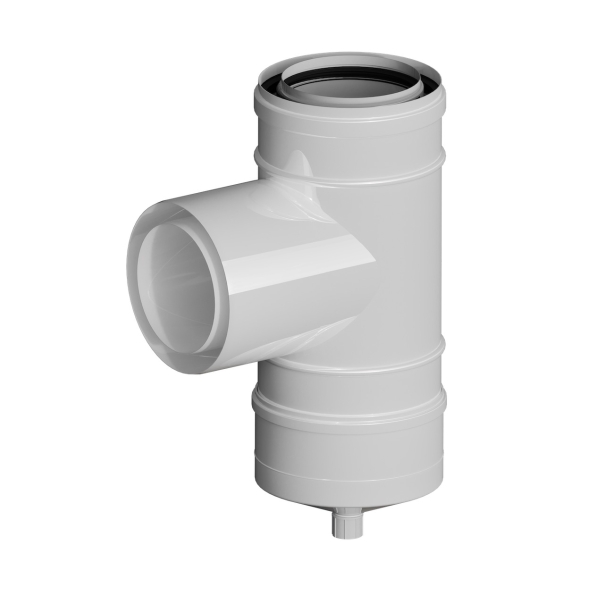 RICOM Trójnik rewizyjny powietrzno-spalinowy 60/100 z odprowadzeniem kondensatu